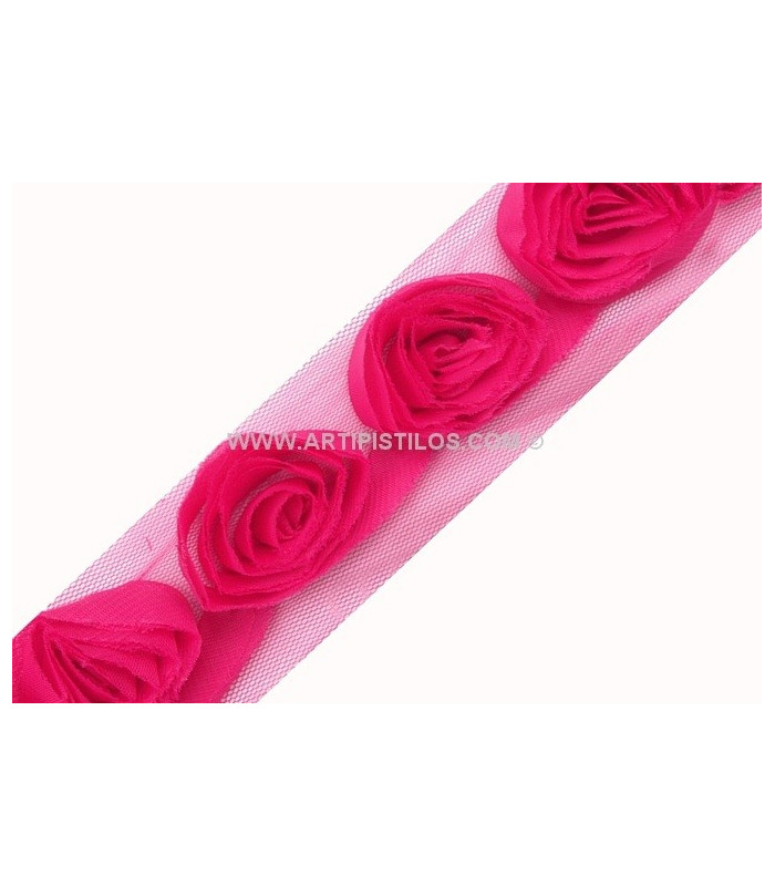 TULLE WITH FABRIC ROSES - Flower Strips - Materials for headdresses ...