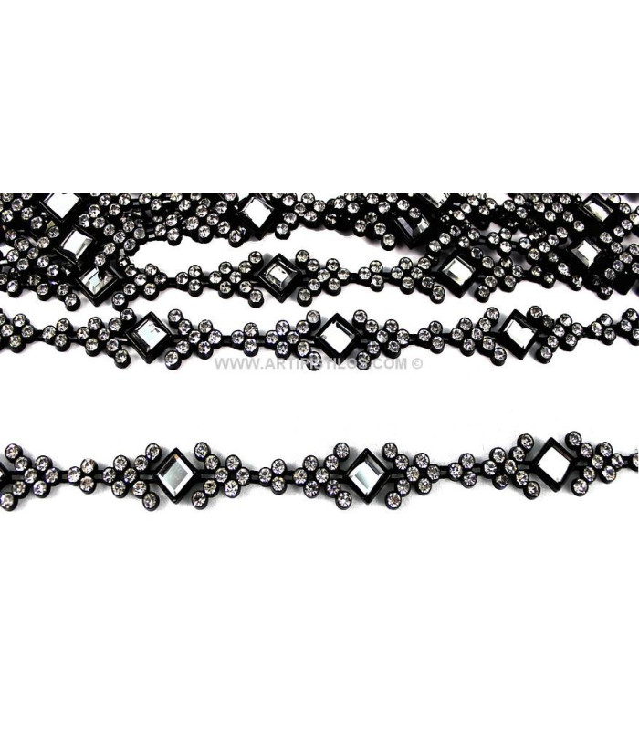 BLACK STRIP WITH STRASS - Strass & Rhinestones - Materials for ...